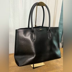 Lauren Ralph Lauren | Bags | Ralph Lauren Rll Black Leather Large Tote ...
